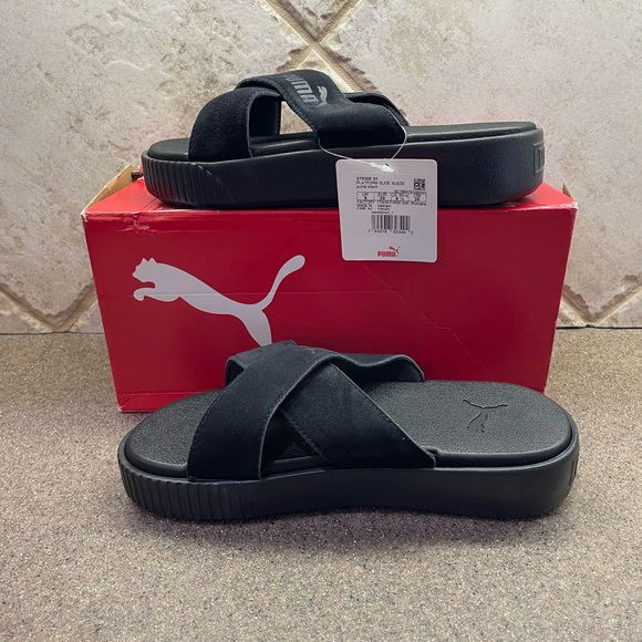 Puma | Shoes | Puma Platform Velvet Suede Crisscross Slide Sandals ...